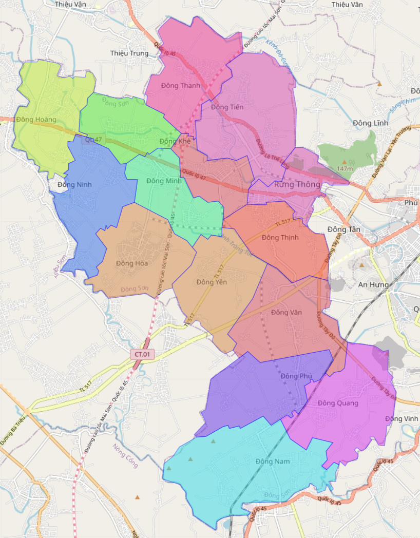 Bản đồ Hành Chính Huyện Đông Sơn, Thanh Hóa | Meey Map