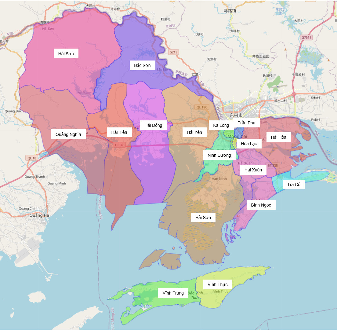 Bản đồ Thành Phố Móng Cái, Quảng Ninh | Meey Map